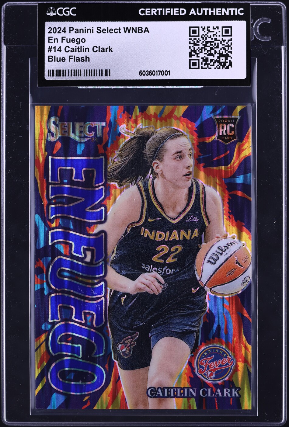 2024 Select WNBA En Fuego Blue Flash Caitlin Clark ROOKIE /99 #14 CGC ...