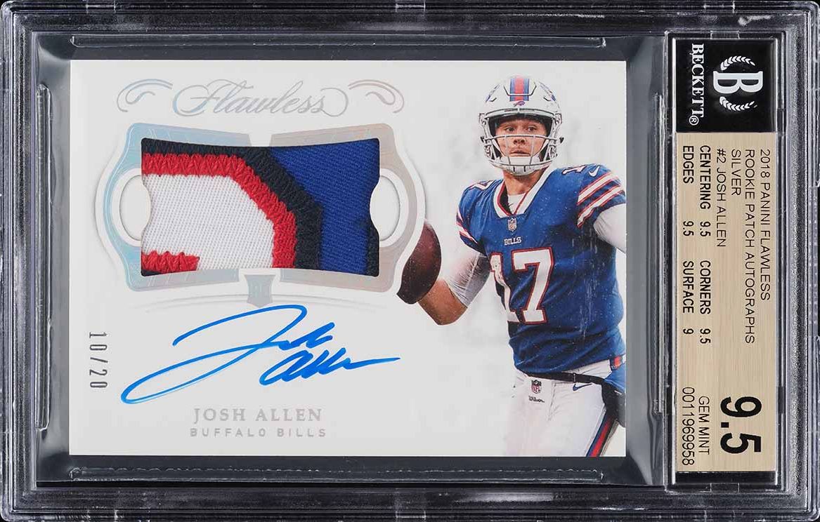 2018 Panini Flawless Silver Josh Allen ROOKIE PATCH AUTO /20 BGS 9.5 ...