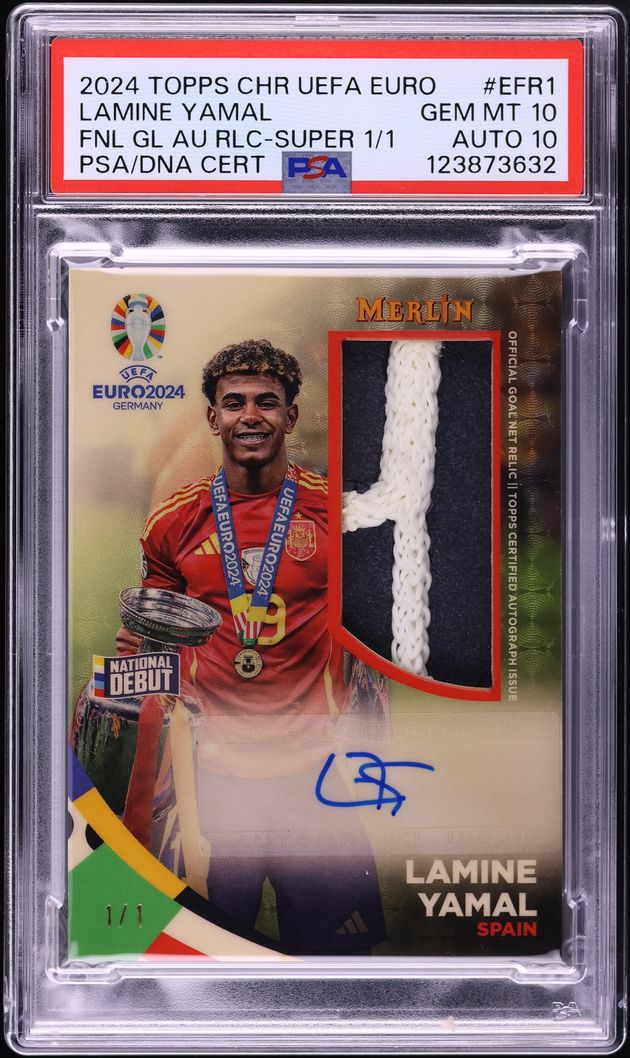 2024 Topps Merlin UEFA Euro Final Goal Superfractor Lamine Yamal RELIC ...