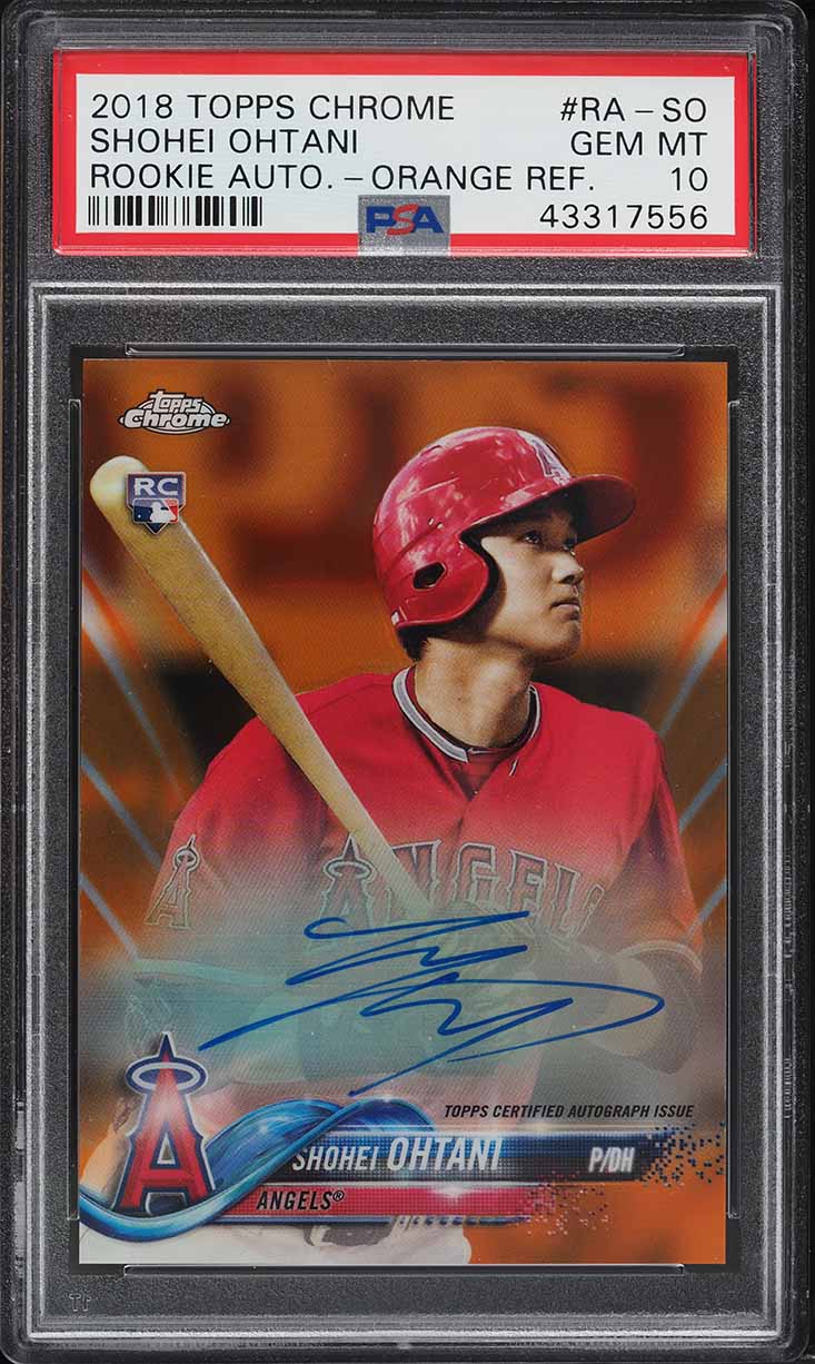 2018 Topps Chrome Orange Refractor Shohei Ohtani ROOKIE AUTO /25 PSA 10 ...