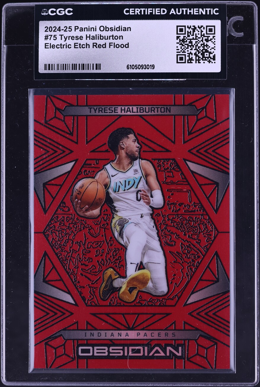 2024 Panini Obsidian Electric Etch Red Flood Tyrese Haliburton #75 CGC ...