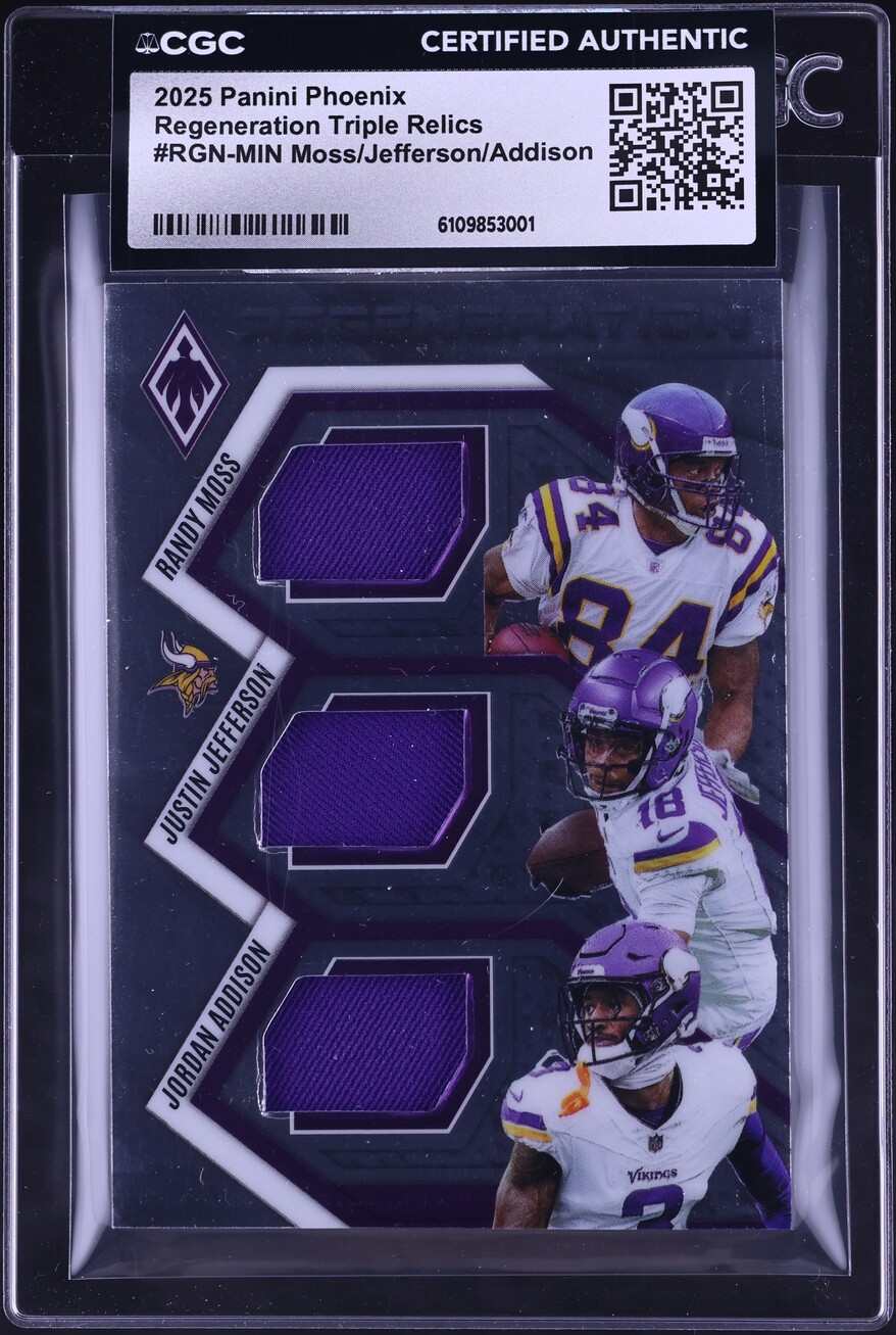 2025 Panini Phoenix Regeneration Triple Addison Randy Moss Justin ...