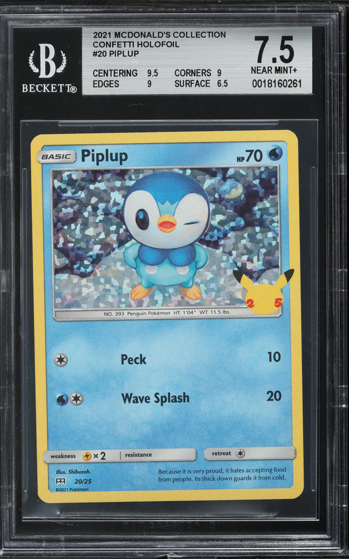 2021 Pokemon McDonald's Collection Confetti Holo Piplup #20 BGS 7.5 ...