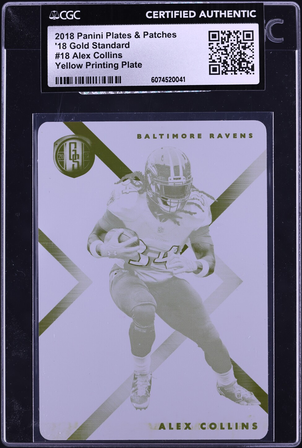 2018 Panini Plates & Patches Gold Standard Yellow P/P Alex Collins 1/1 ...