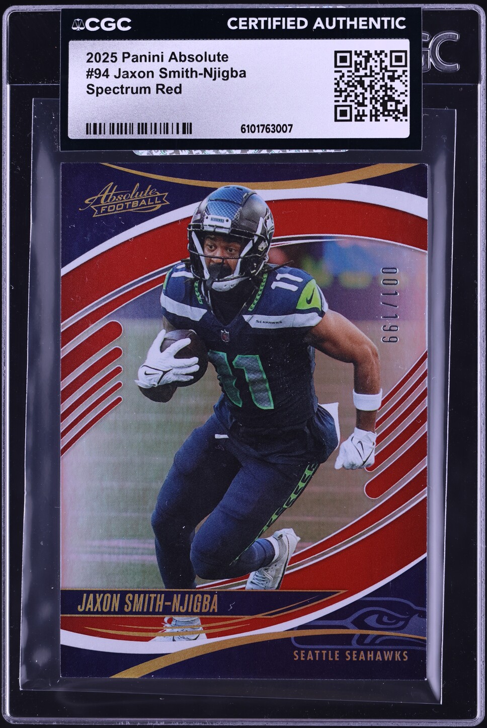 2025 Absolute Spectrum Red Jaxon Smith-Njigba 1/199 #94 CGC AUTH on ...