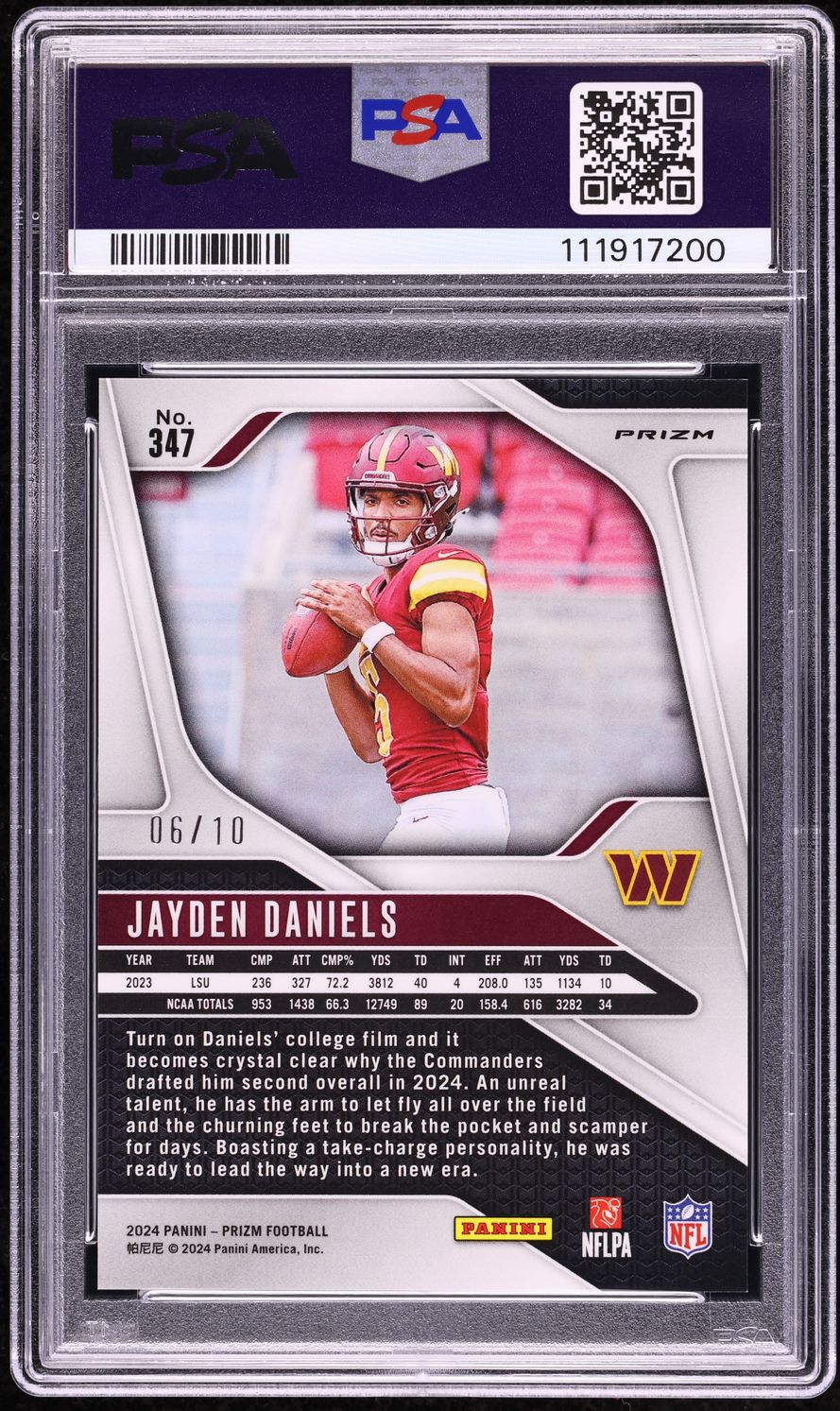 2024 Panini Prizm Gold Jayden Daniels ROOKIE /10 #347 PSA 9 MINT on ...