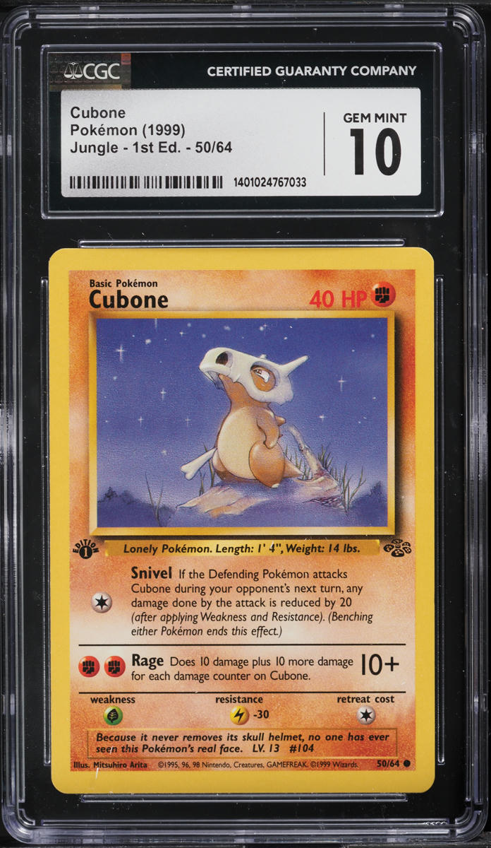 1999 Pokemon Jungle 1st Edition Cubone #50 CGC 10 GEM MINT on Fanatics ...
