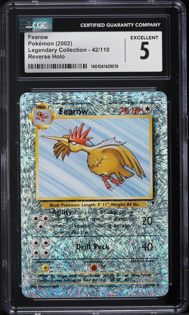 2002 Pokemon Legendary Collection Reverse Holo Fearow #42 CGC 5 EX on ...