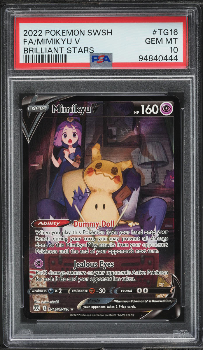 2022 Pokemon SWSH Brilliant Stars Full Art Mimikyu V #TG16 PSA 10 GEM ...