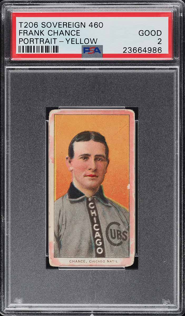 1909-11 T206 Frank Chance YELLOW PORTRAIT, SOVEREIGN 460 PSA 2 GD on ...