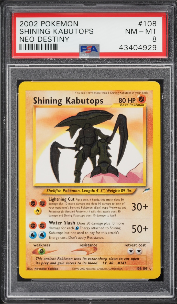 2002 Pokemon Neo Destiny Shining Kabutops #108 PSA 8 NM-MT on Fanatics ...