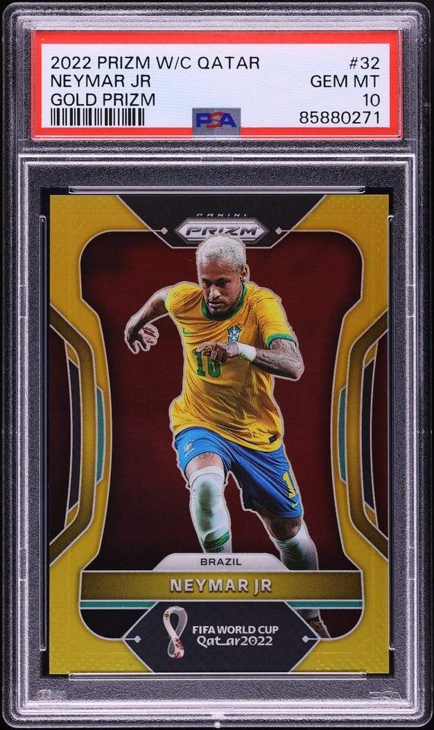 2022 Panini Prizm World Cup Qatar Gold Neymar Jr /10 #32 PSA 10 GEM ...