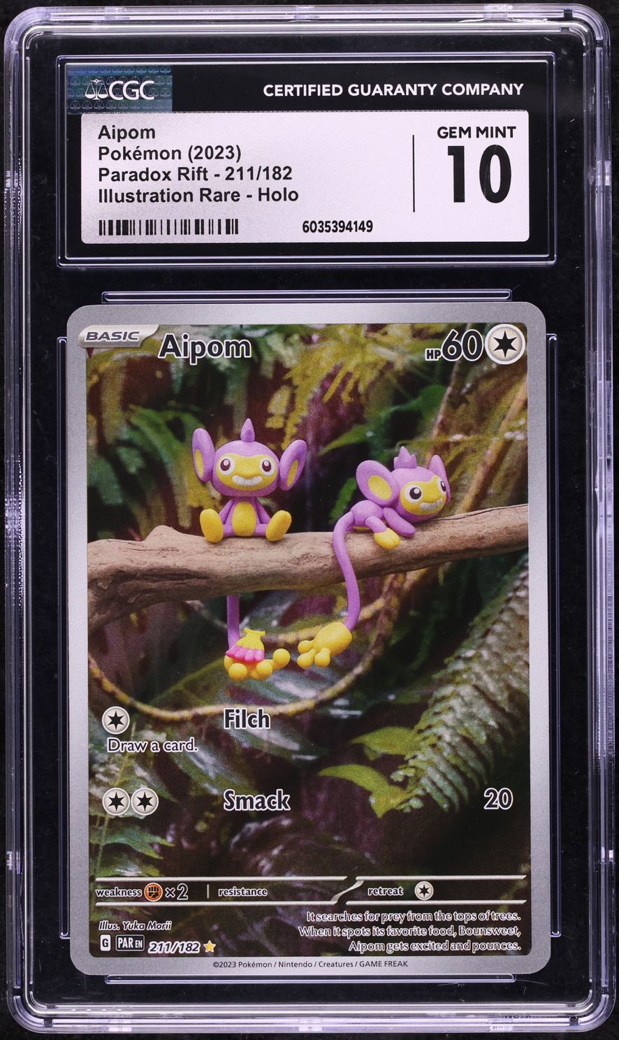 2023 Pokemon Scarlet & Violet Paradox Rift IR Aipom #211 CGC 10 GEM ...