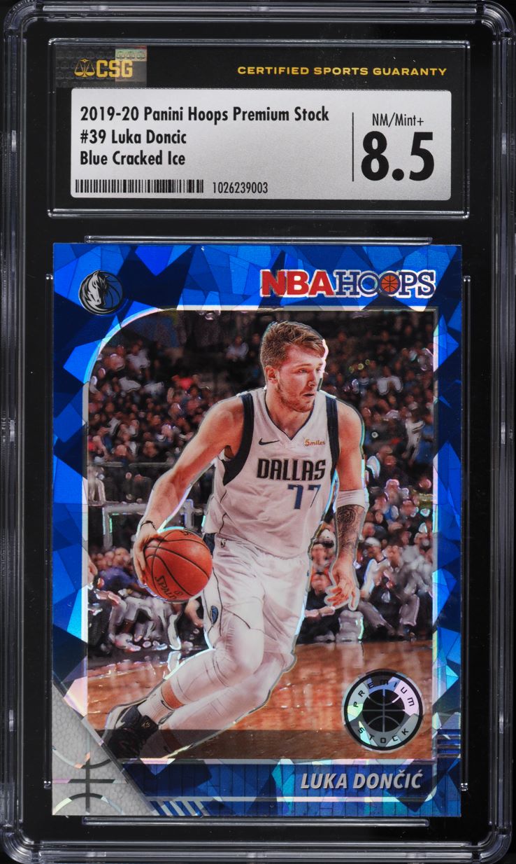 2019 Hoops Premium Stock Blue Cracked Ice Luka Doncic #39 CSG 8.5 NM ...