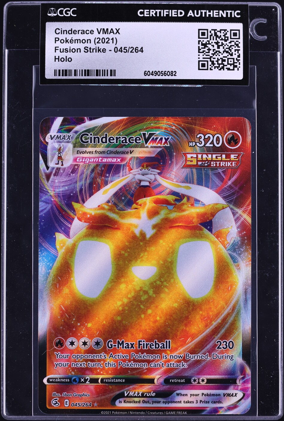 2021 Pokemon Sword & Shield Fusion Strike Cinderace VMAX #45 CGC AUTH ...