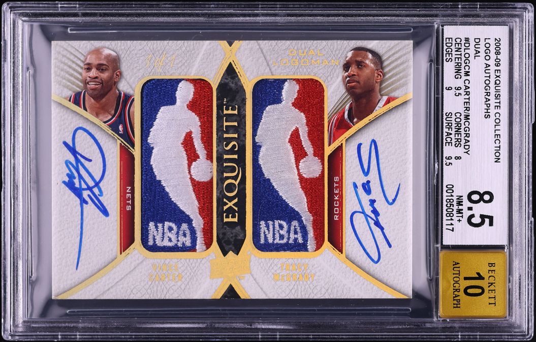 2008 Exquisite Dual Vince Carter & Tracy McGrady LOGOMAN PATCH AUTO 1/1 ...