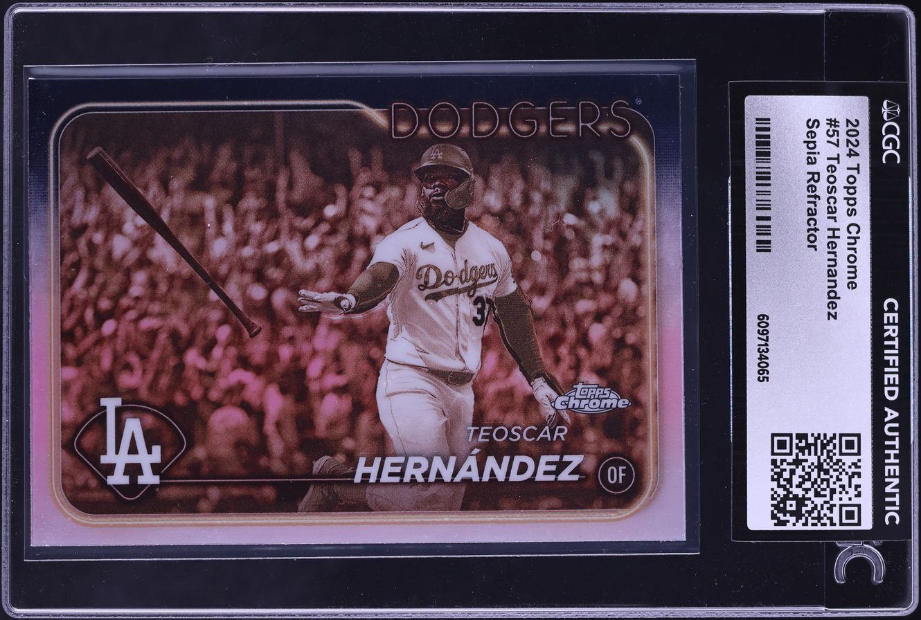 2024 Topps Chrome Sepia Refractor Teoscar Hernandez #57 CGC AUTH on ...