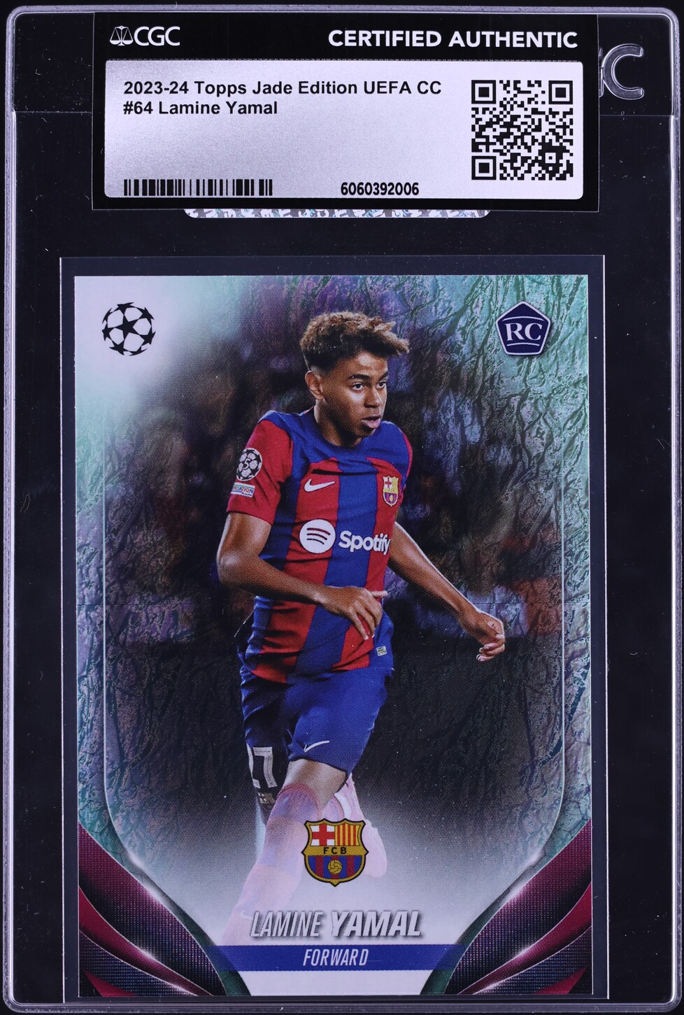 2023 Topps Jade Edition UEFA Club Competitions Lamine Yamal ROOKIE #64 CGC AUTH on Fanatics Collect