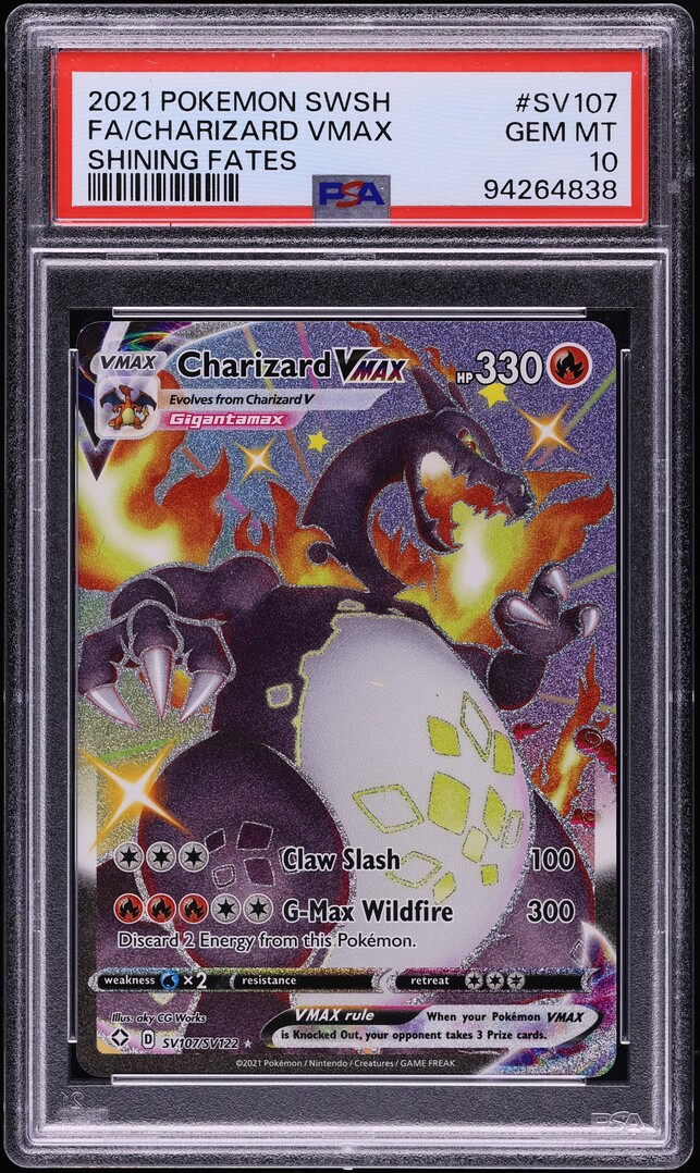2021 Pokemon SWSH Shining Fates Full Art Shiny Charizard VMAX #107 PSA ...