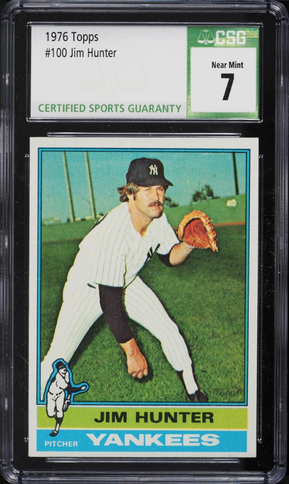 1976 Topps Catfish Hunter #100 CSG 7 NRMT on Fanatics Collect