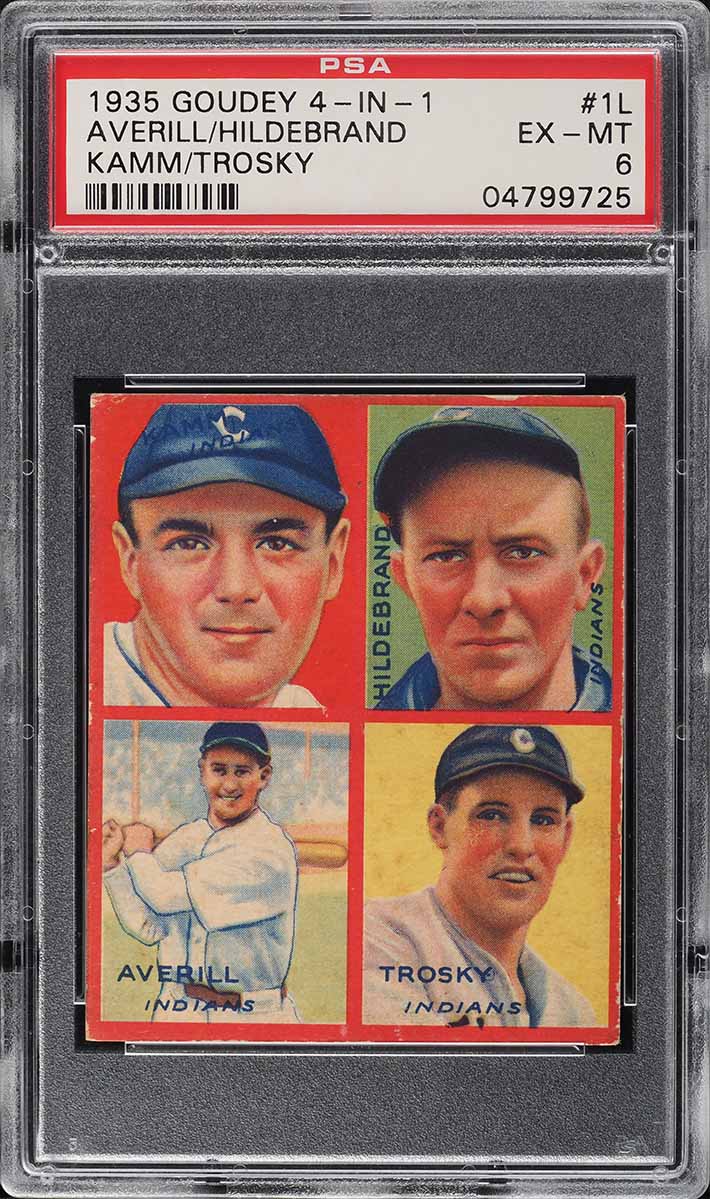 1935 Goudey 4-In-1 Earl Averill Hal Trosky Willie Kamm Hildebrand #1L ...
