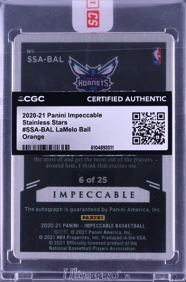 2020 Panini Impeccable Stainless Stars Orange LaMelo Ball ROOKIE AUTO ...