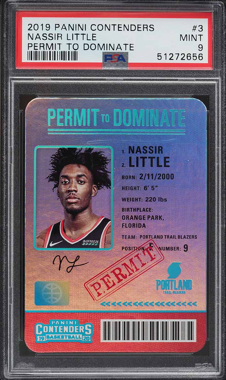 2019 Panini Contenders Permit To Dominate Nassir Little ROOKIE #3 PSA 9 ...