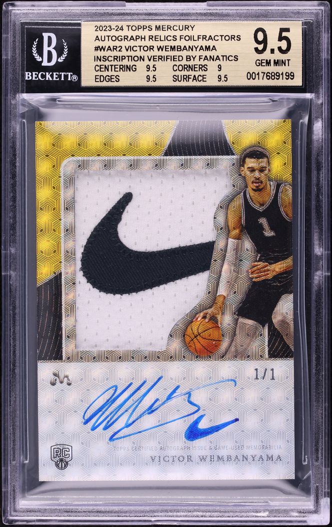 2023 Topps Mercury Foilfractor Victor Wembanyama ROOKIE PATCH AUTO 1/1 ...