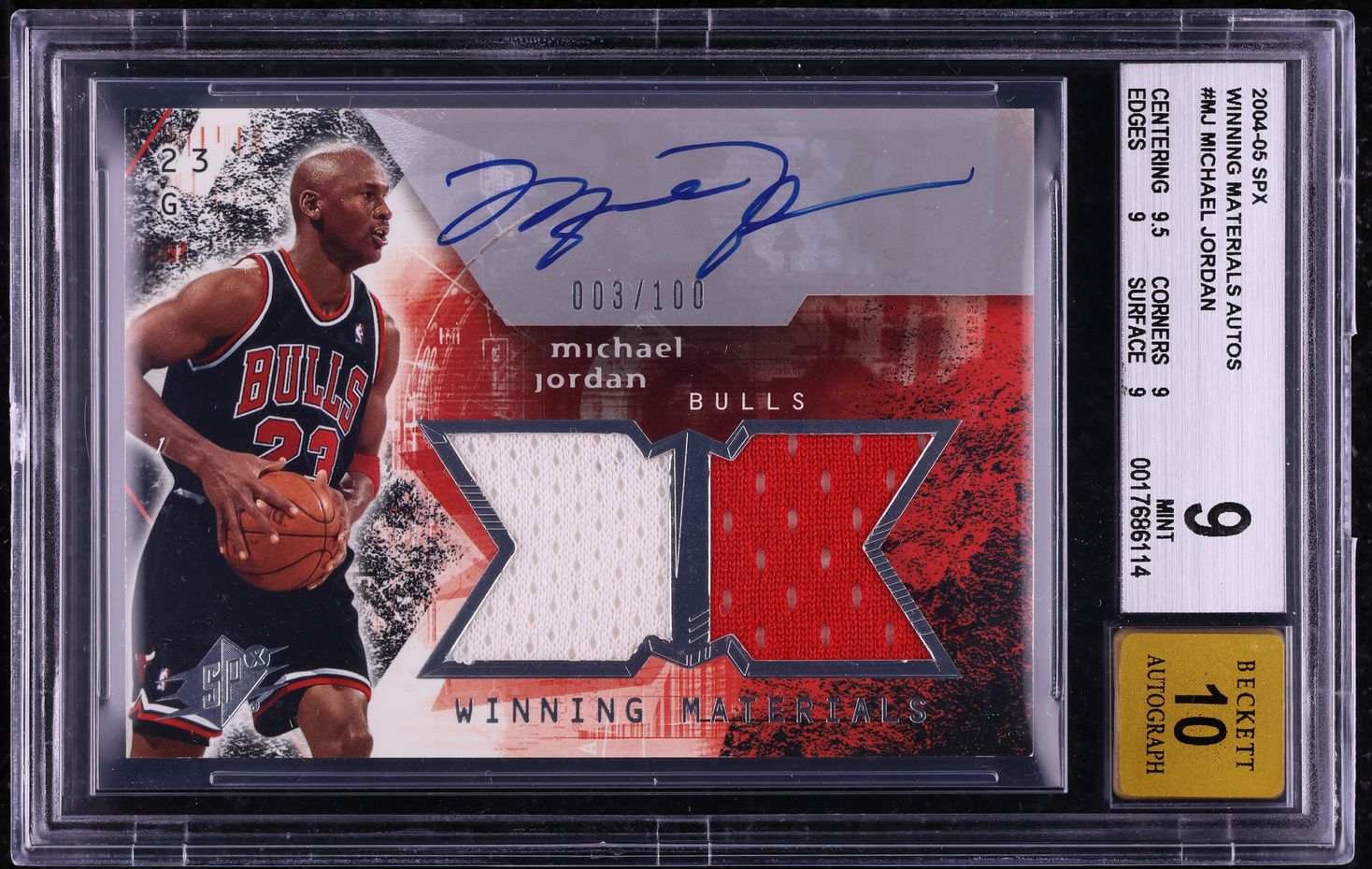2004 SPx Winning Materials Michael Jordan PATCH AUTO /100 #MJ BGS 9 ...