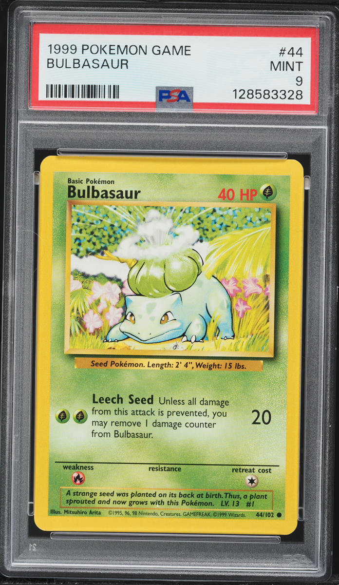 1999 Pokemon Base Set Bulbasaur #44 PSA 9 MINT on Fanatics Collect