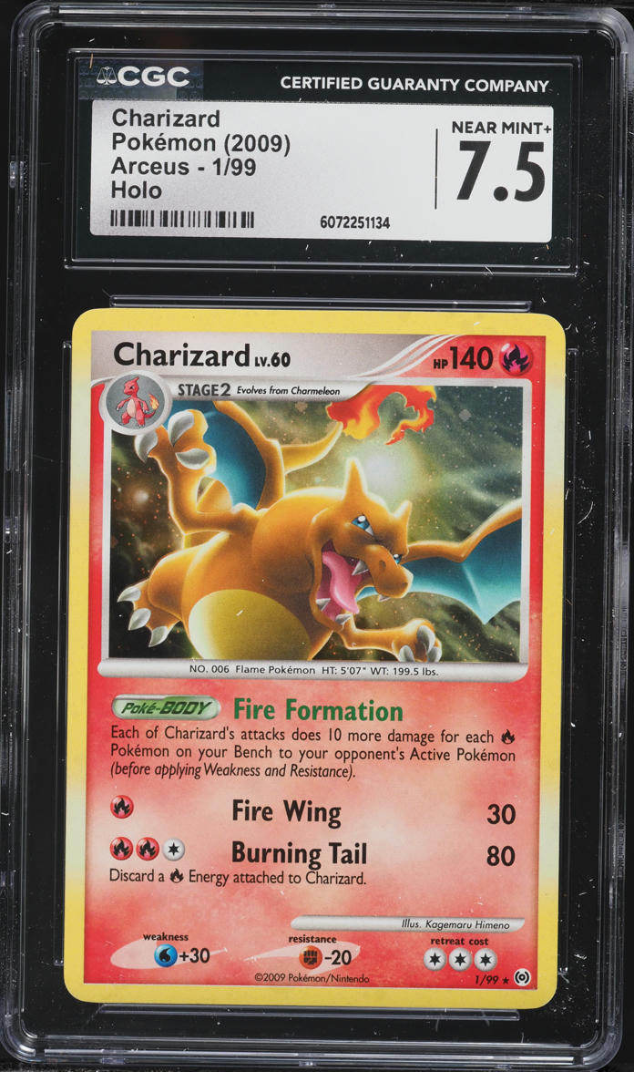 2009 Pokemon Platinum Arceus Holo Charizard #1 CGC 7.5 NRMT+ on ...