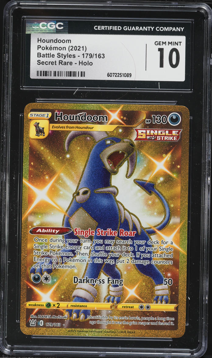 2021 Pokemon Sword & Shield Battle Styles Gold Rare Houndoom #179 CGC ...
