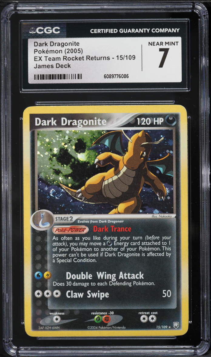 2005 Pokemon EX Team Rocket Returns James Deck Dark Dragonite #15 CGC 7 ...