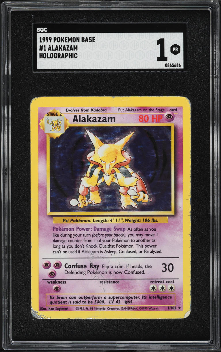 1999 Pokemon Base Set Holo Alakazam #1 SGC 1 PR on Fanatics Collect