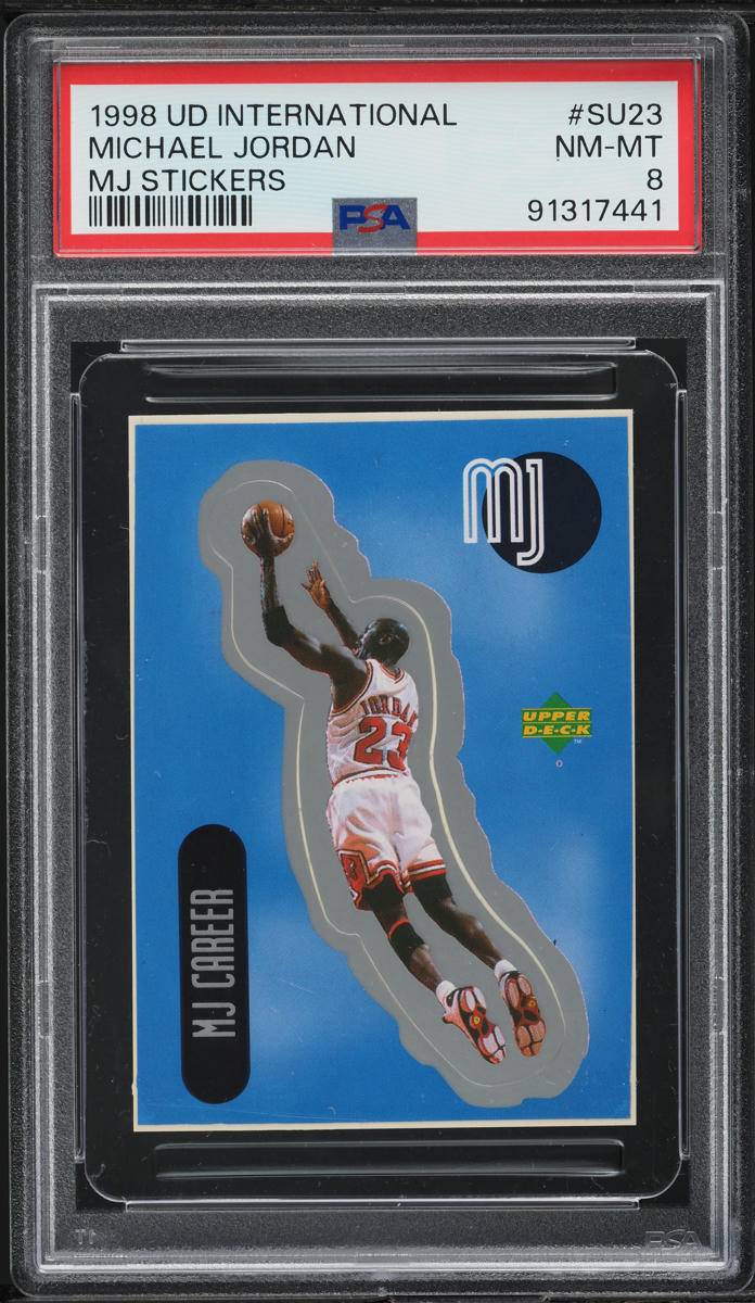 1998 Upper Deck International MJ Stickers Michael Jordan #SU23 PSA 8 NM ...