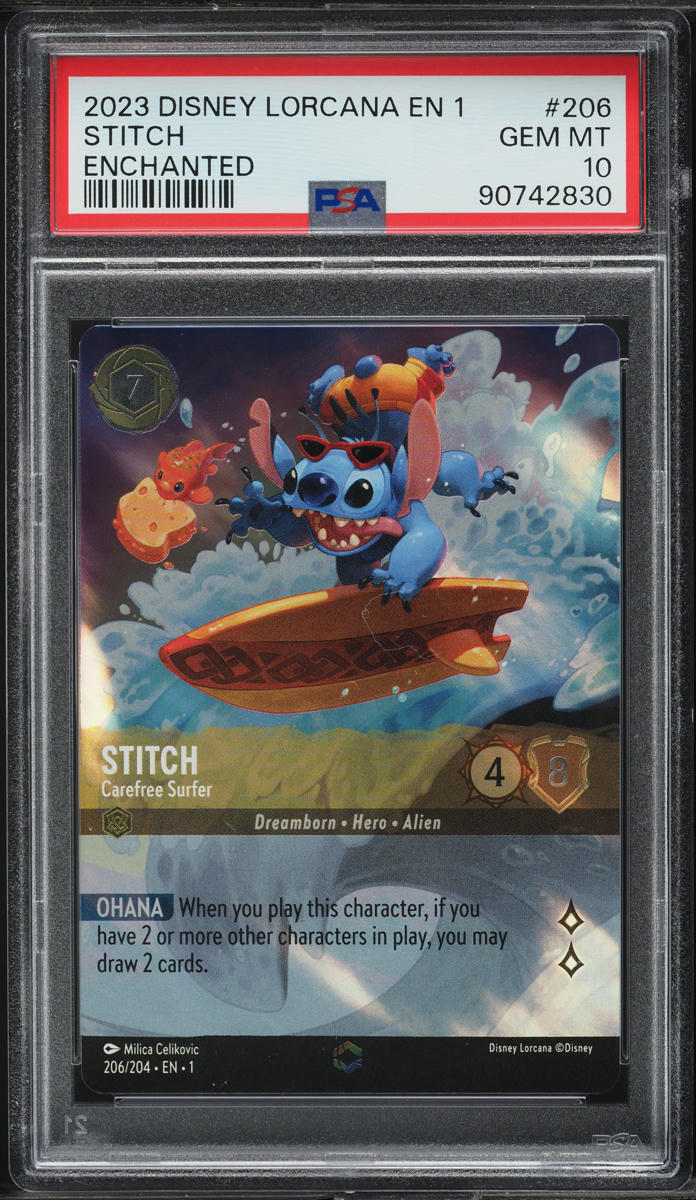 2023 Disney Lorcana First Chapter Enchanted Stitch Carefree Surfer #206 ...