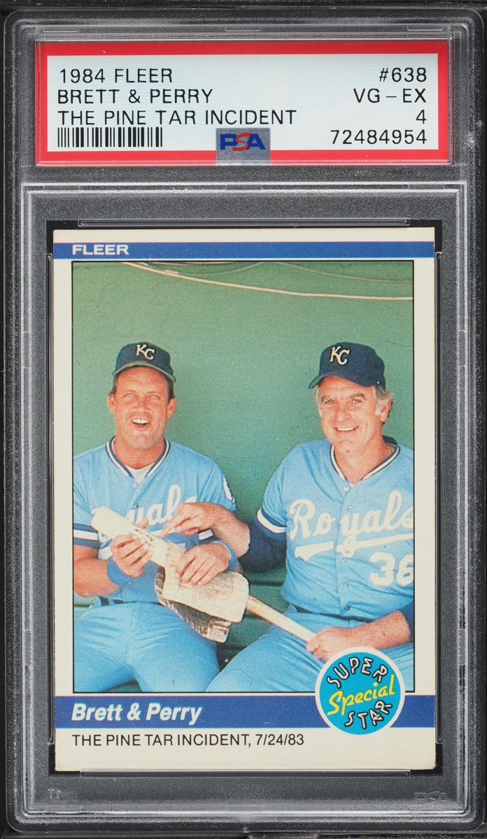 1984 Fleer George Brett & Gaylord Perry PINE TAR INCIDENT #638 PSA 4 ...