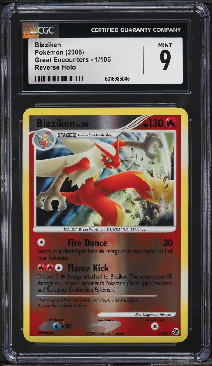 2008 Pokemon Diamond & Pearl Great Encounters Reverse Holo Blaziken #1 CGC 9 on Fanatics Collect