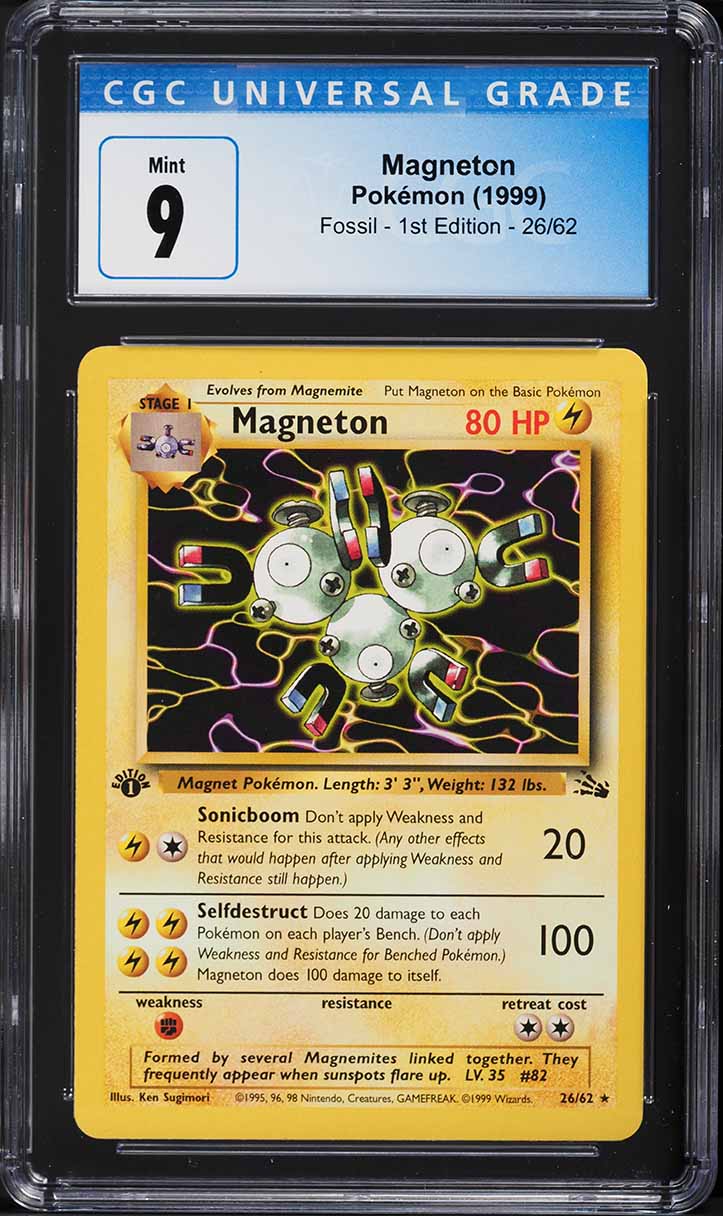 1999 Pokemon Fossil 1st Edition Magneton #26 CGC 9 MINT on Fanatics Collect
