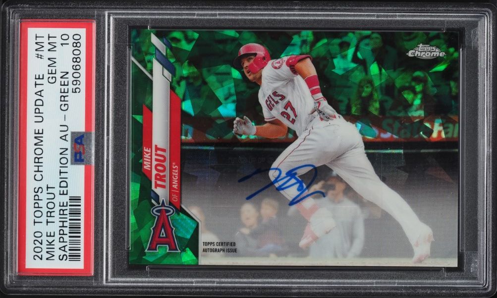 2020 Topps Chrome Update Sapphire Edition Green Mike Trout AUTO /50 #A ...