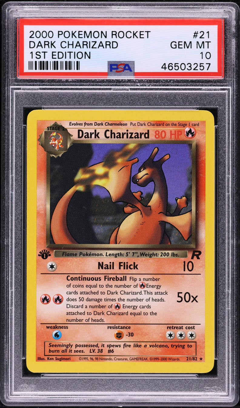 2000 Pokemon Team Rocket 1st Edition Dark Charizard #21 PSA 10 GEM MINT on Fanatics Collect
