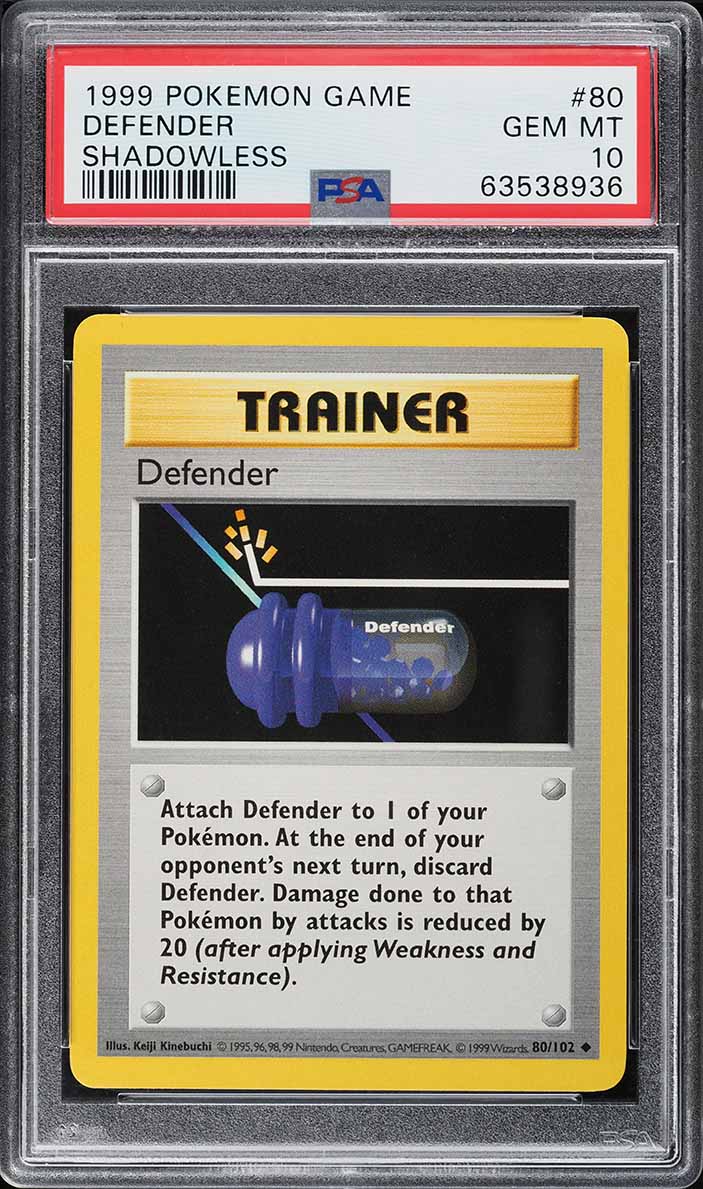 1999 Pokemon Base Set Shadowless Defender #80 PSA 10 GEM MINT on ...
