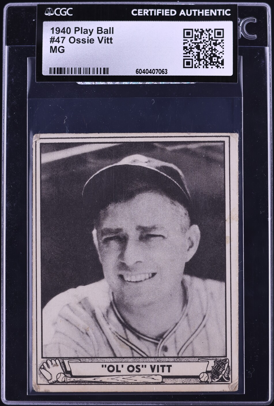 1940 Play Ball Ossie Vitt MG #47 CGC AUTH on Fanatics Collect