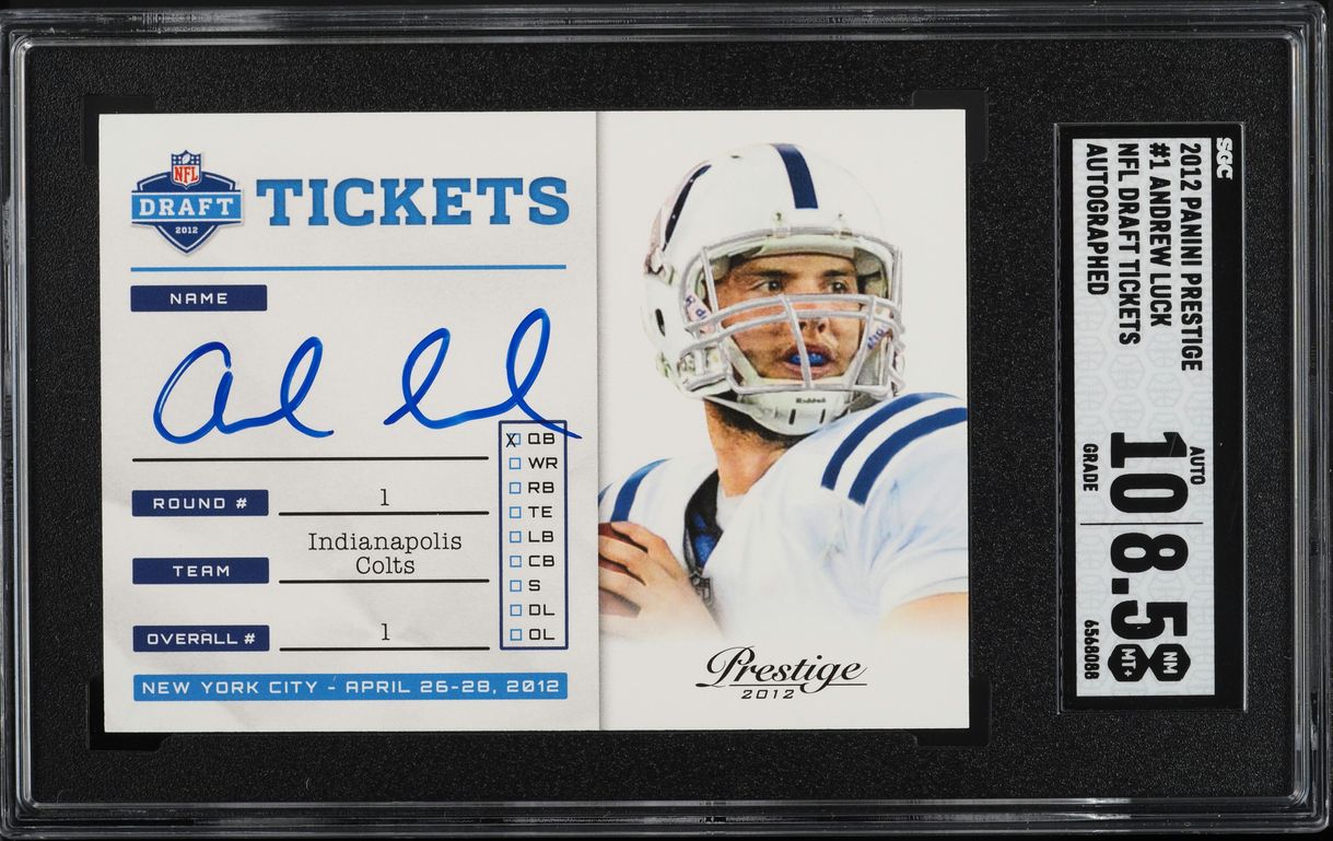 2012 Panini Prestige NFL Draft Tickets Andrew Luck ROOKIE AUTO #1 SGC 8 ...