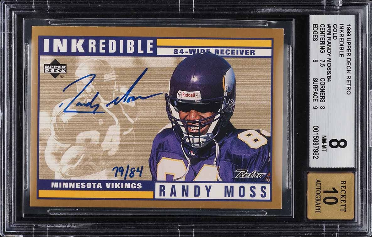 1999 Upper Deck Retro Inkredible Gold Randy Moss AUTO /84 #RM BGS 8 NM ...