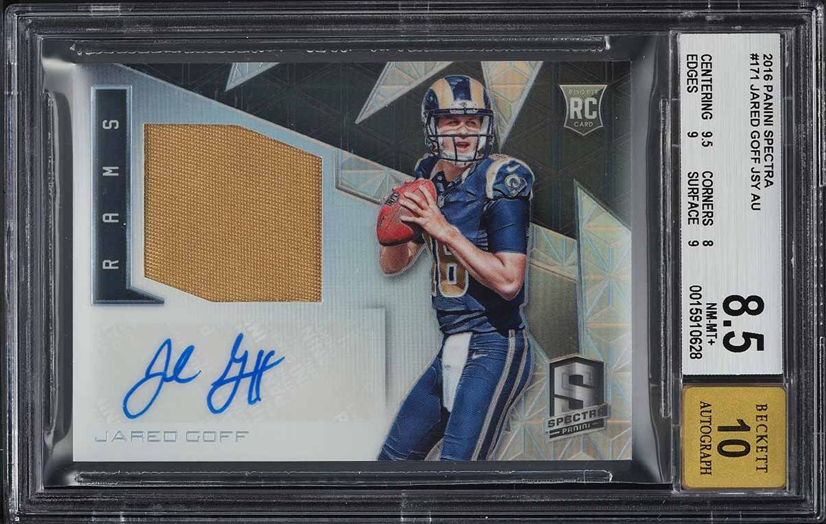2016 Panini Spectra Jared Goff ROOKIE PATCH AUTO 99/99 #171 BGS 8.5 NM ...
