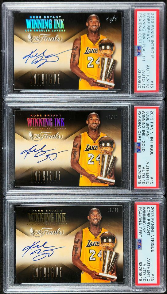 Lot(3) 2013 Panini Intrigue Winning Ink Kobe Bryant AUTO 1/1 PSA/DNA 10 ...