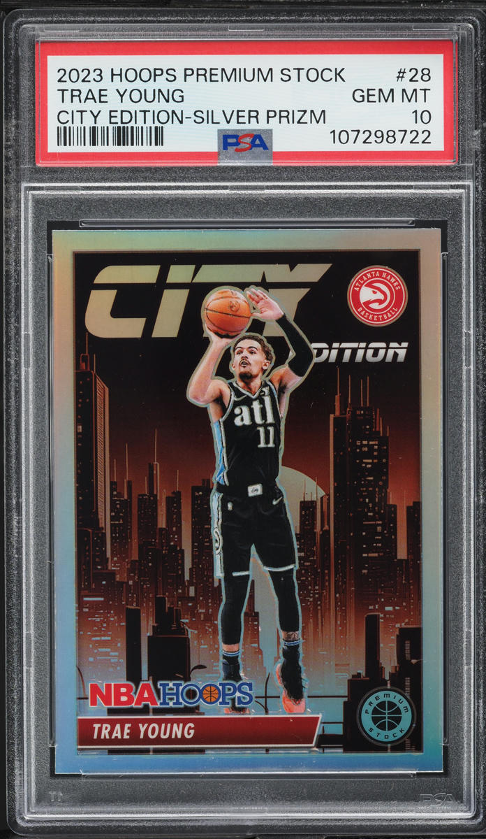 2023 Hoops Premium Stock City Edition Silver Prizm Trae Young #28 PSA ...