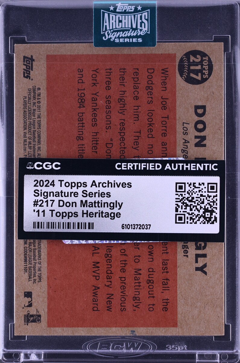 2024 Topps Archives Signature Series '11 Heritage Don Mattingly AUTO /9 ...