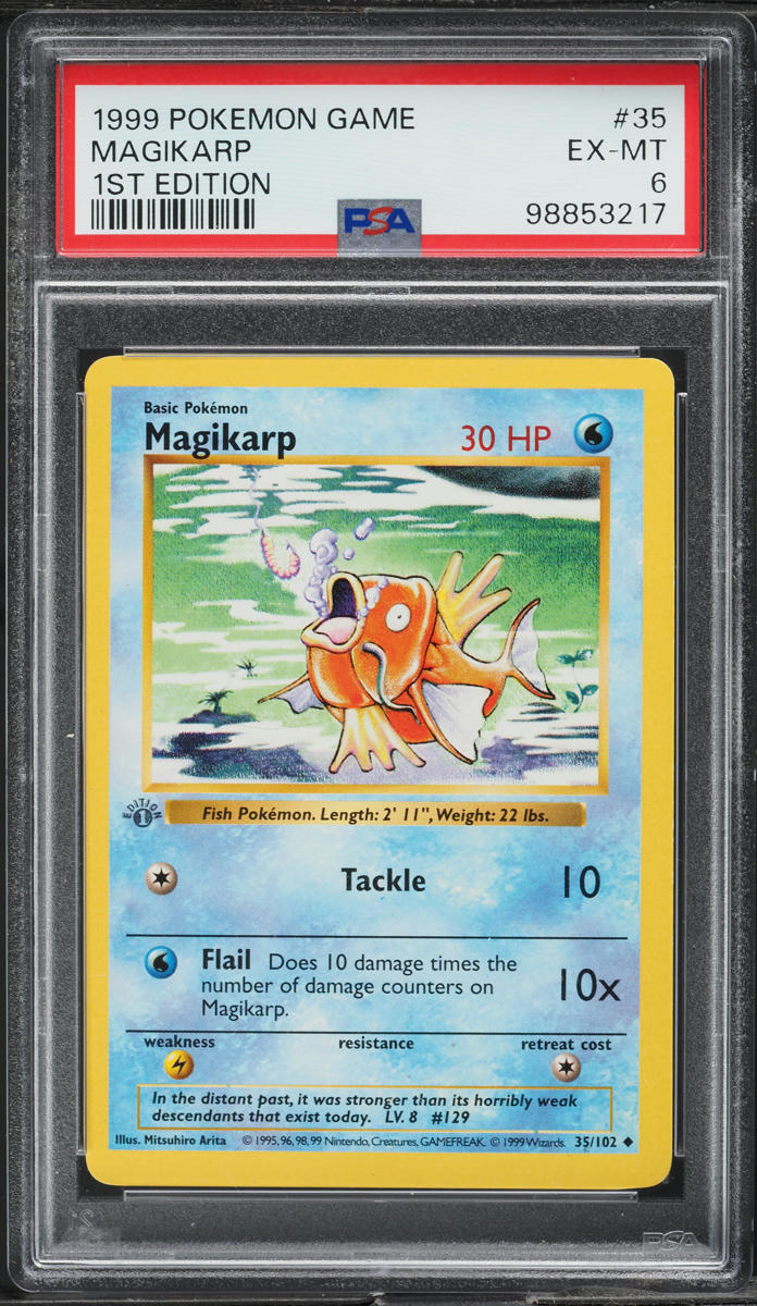 1999 Pokemon Base Set Shadowless 1st Edition Magikarp #35 PSA 6 EXMT on ...